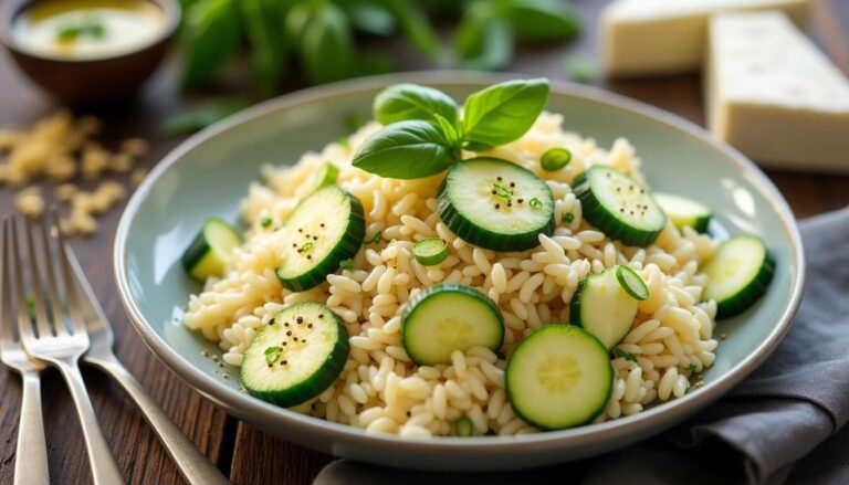 Recette d'orzo aux courgettes et crème de Feta