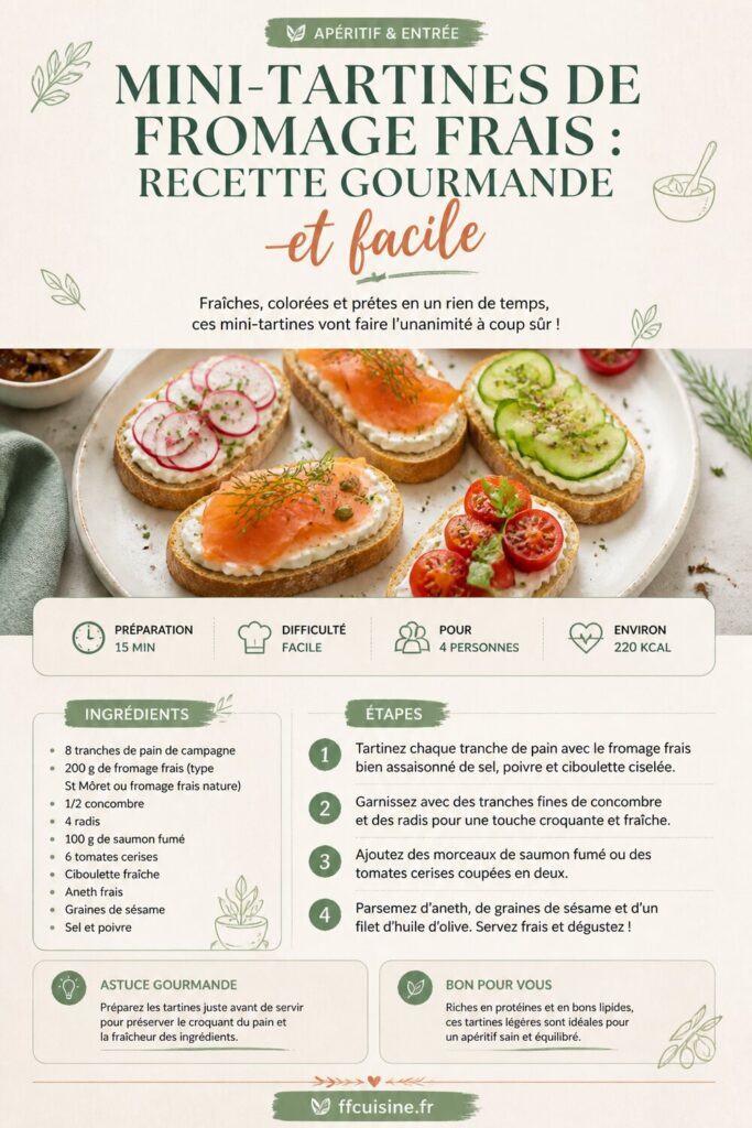 Mini-tartines de fromage frais : recette gourmande et facile